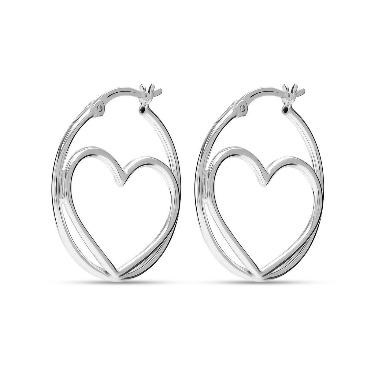 LeCalla - Buy 925 Sterling Silver Heart Shape Hoop Earrings for Women and Girls