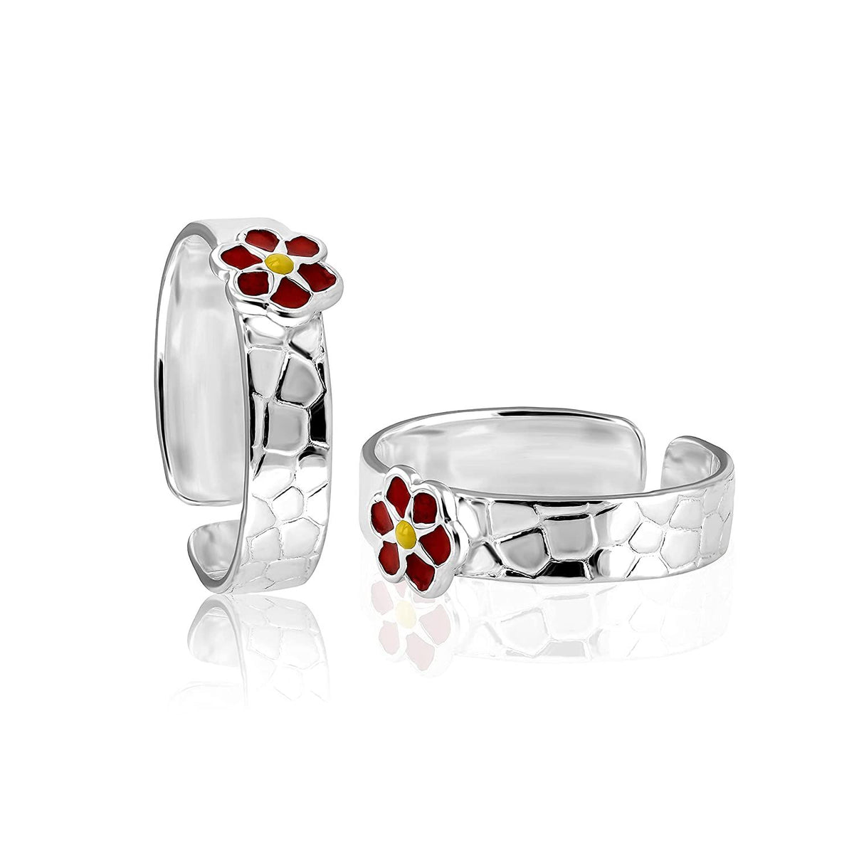 Buy 925 Sterling Silver Colorful Flower Design Toe Ring For Women