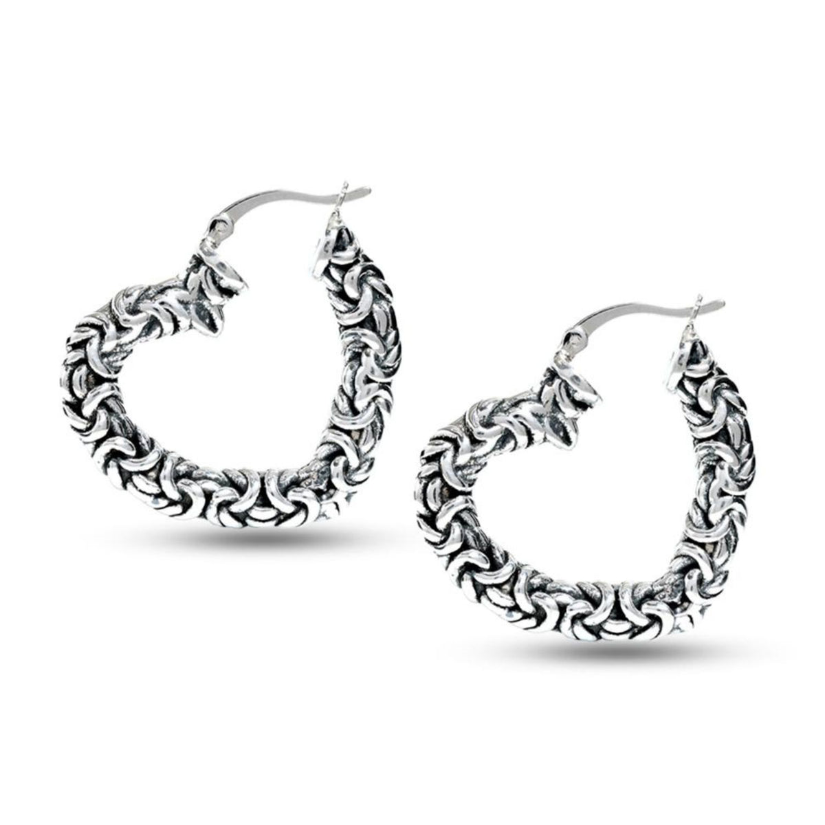 LeCalla - Buy 925 Sterling Silver Antique Heart Hoop Earrings | TrueSilver