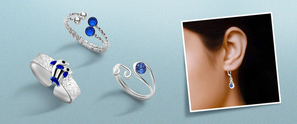 Elegant Silver Blue Jewellery Set For Women