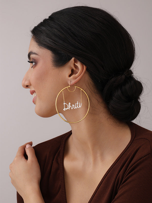 Personalized Two-Tone Name Hoops – True Silver