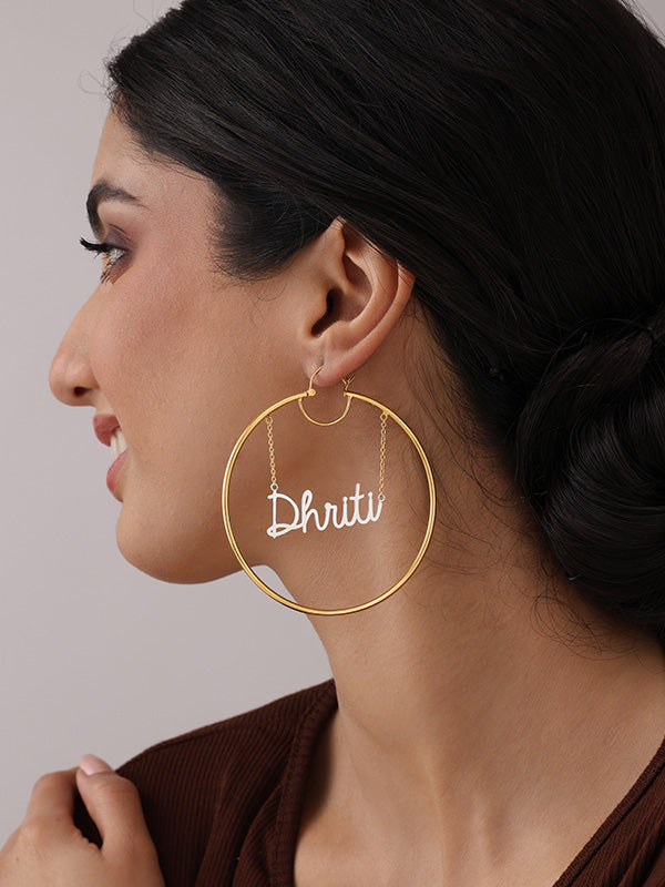 Personalized Two-Tone Name Hoops – True Silver
