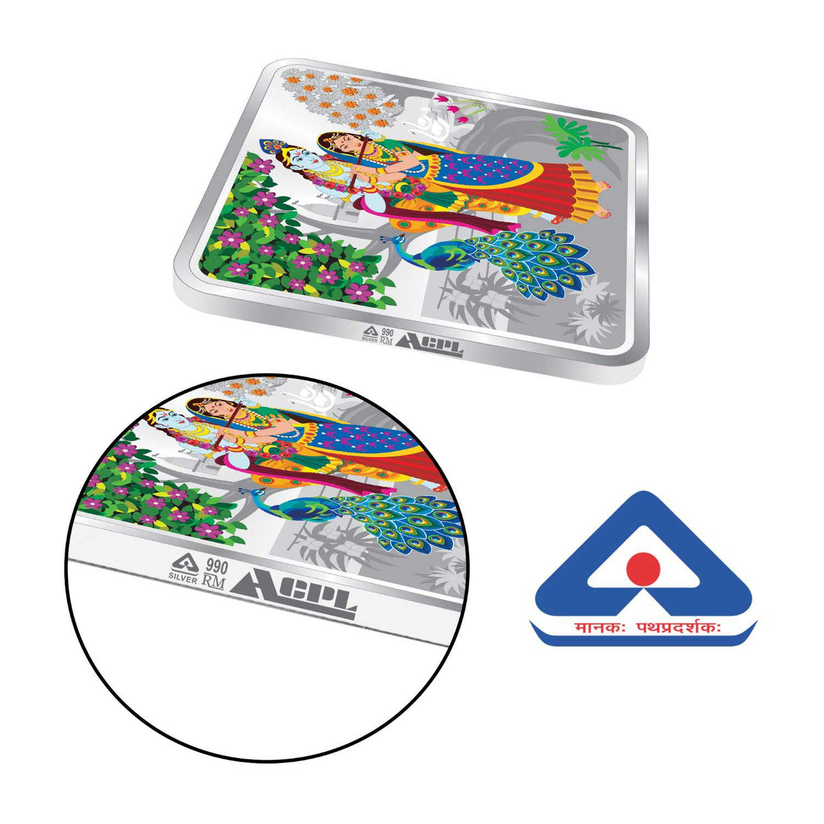 Precious Moments - Buy BIS Hallmarked Radha Krishna Square Silver Coin ...