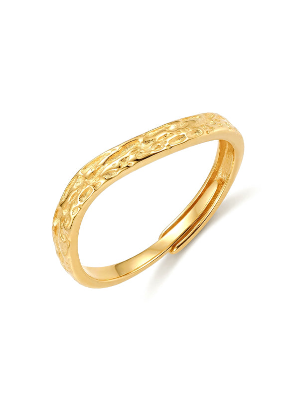 Wavy Shape Modern Ring in Flash Gold – True Silver