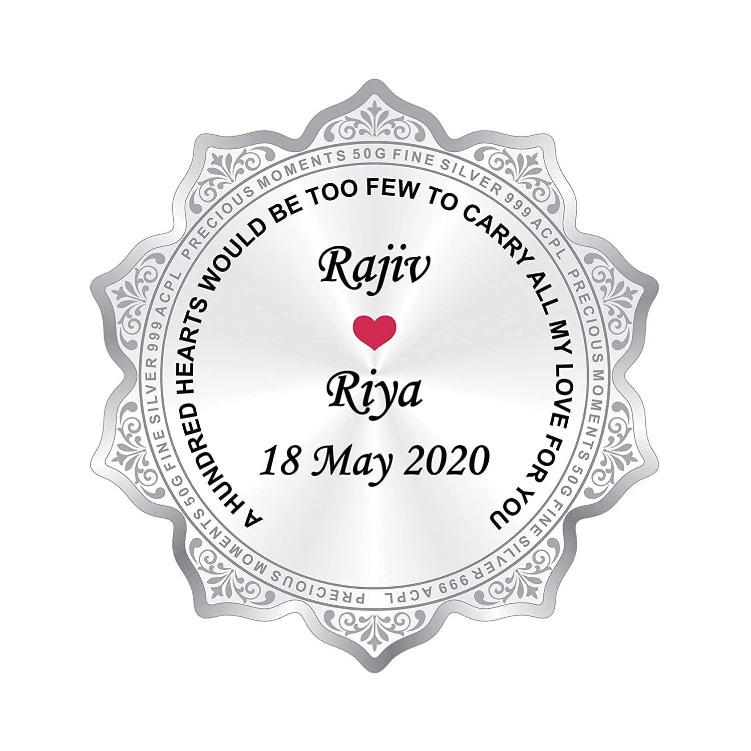 Precious Moments - Buy BIS Hallmarked Personalised Silver Coin Wedding ...