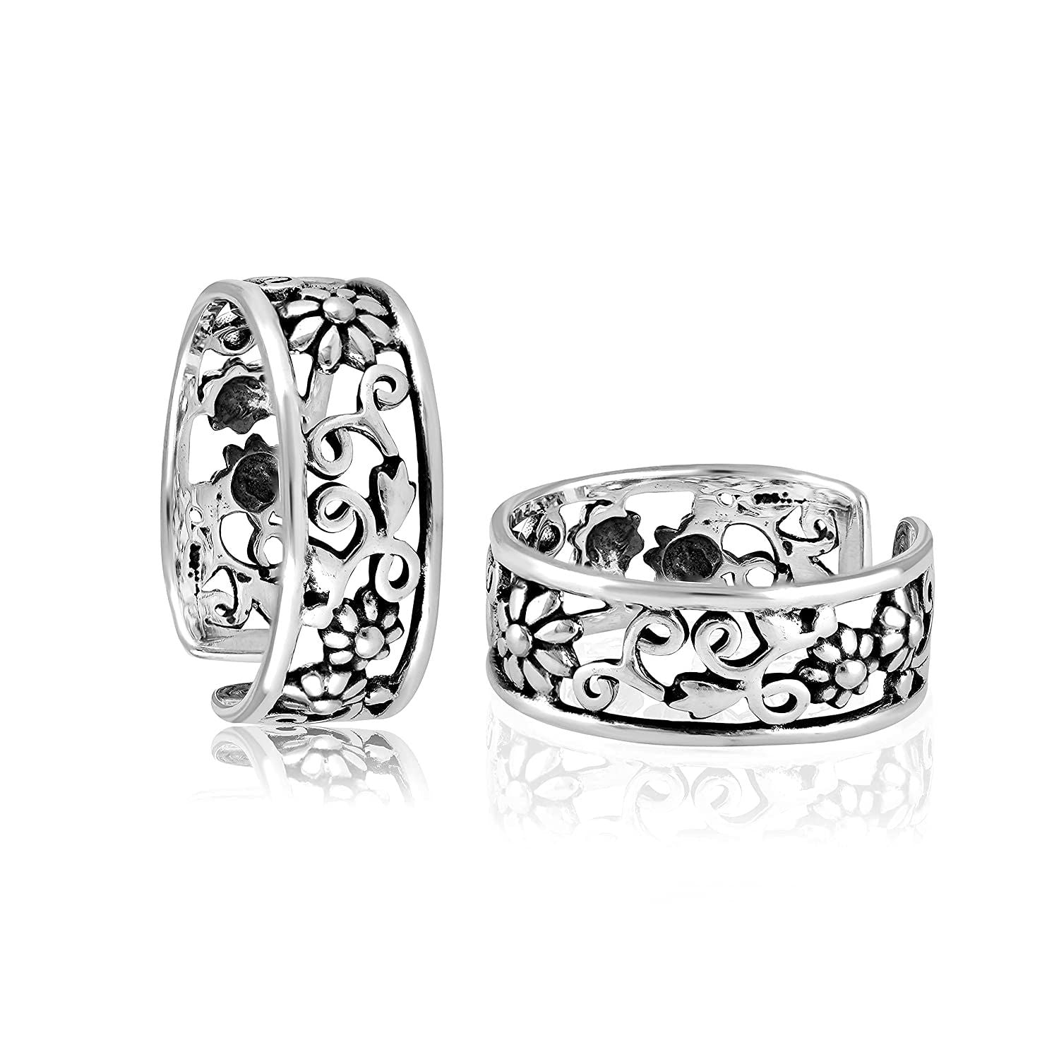 Buy Silver Cutwork Floral Antique Toe Ring Online | TrueSilver