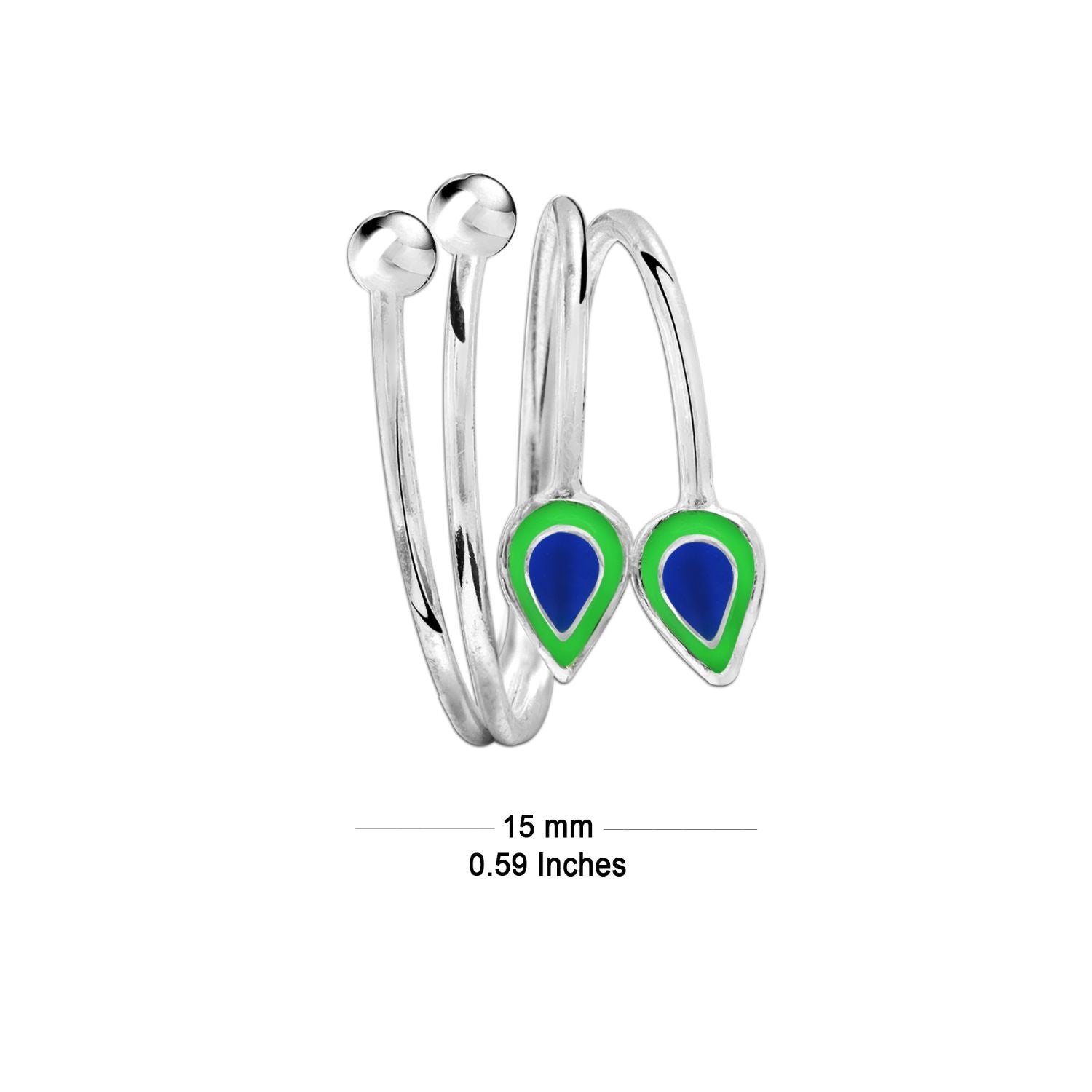 Buy 925 Sterling Silver Enamel Peacock Feather Toe Ring for Women