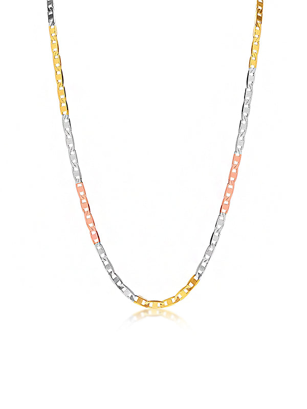 Italian Tricolor Mariner Link Chain – True Silver