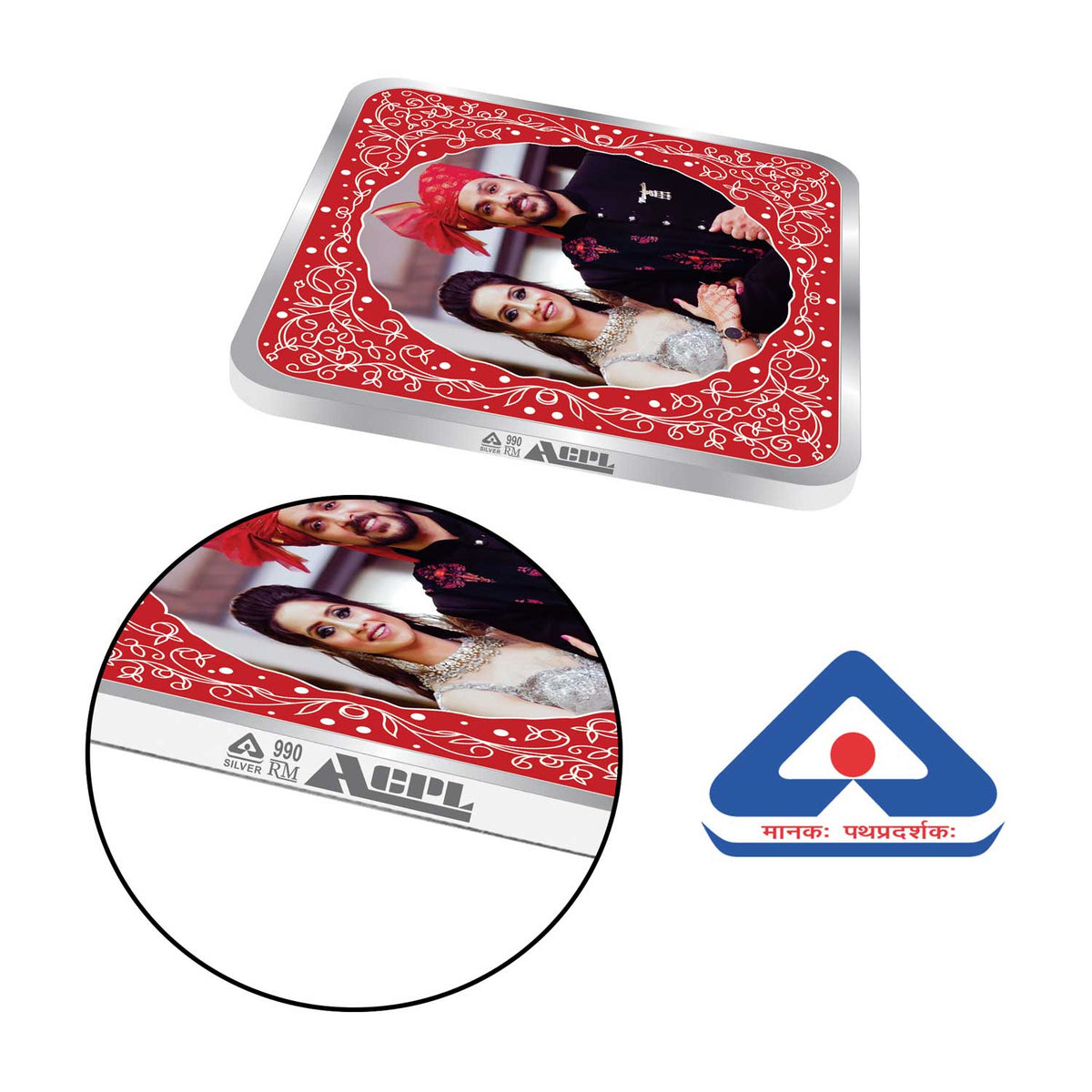 Buy Personalised Newly Married Anniversary Adorable Square Silver Coin ...