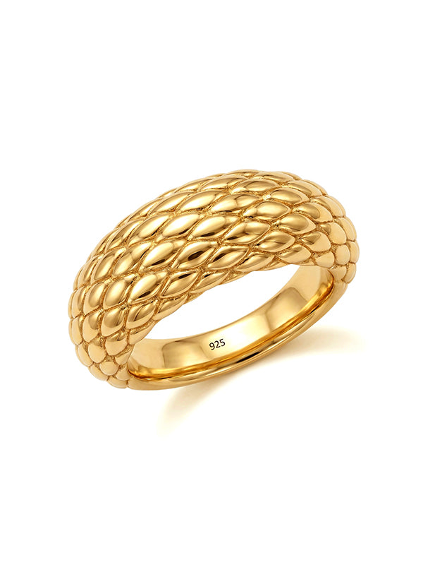 Round Modern Ring in Flash Gold Design – True Silver